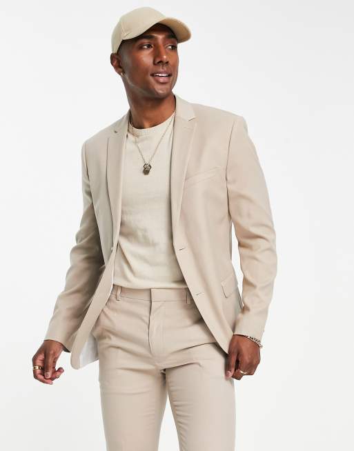 Bando slim suit jacket in stone | ASOS