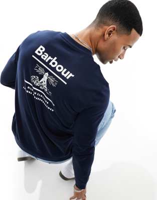 Barbour back logo sweatshirt in navy | ASOS