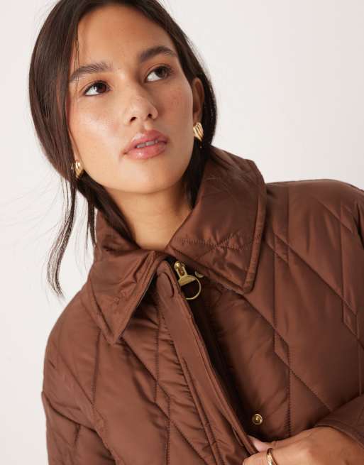 Barbour Bernadette quilted jacket in vicuna/hessian tartan | ASOS