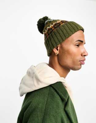 Barbour Case fair isle beanie in olive | ASOS