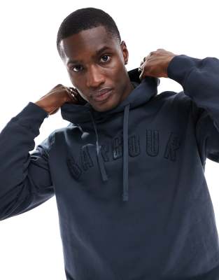 Barbour collegiate logo hoodie in washed navy | ASOS