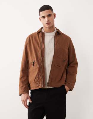 Barbour Cove casual utility jacket with cord collar detail In umber | ASOS
