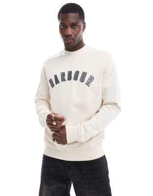 Barbour Danby collegiate sweatshirt in cream | ASOS