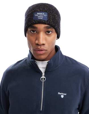 Barbour Eston beanie hat in navy speckle | ASOS