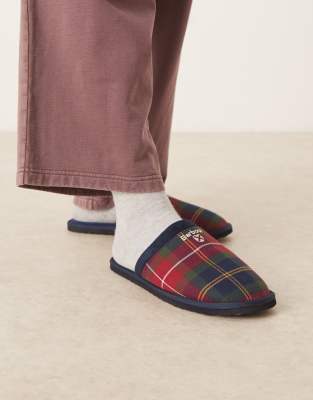 Barbour Everitt tartan mule slipper in winterberry tartan - BURGUNDY | ASOS