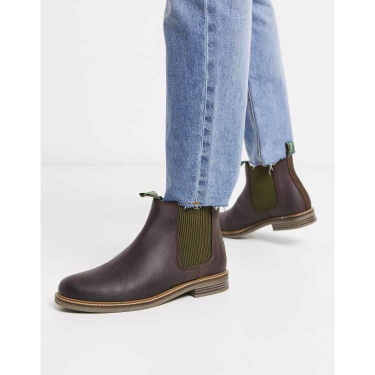 Barbour Farsley Chelsea Stiefel aus dunkelbraunem Leder