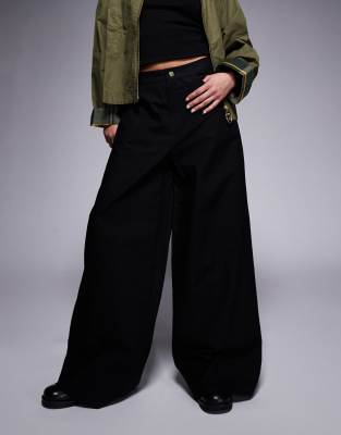 Barbour International Alexis high waisted wide leg trousers in black | ASOS