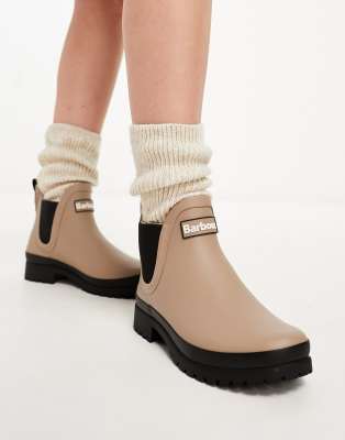 Barbour Mallow wellies in beige | ASOS