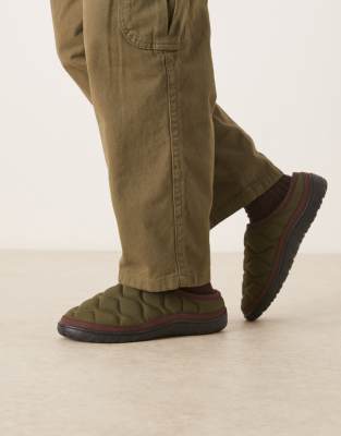 Barbour Outdale slipper in olive green/brown - MGREEN | ASOS