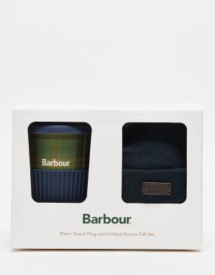 Barbour travel mug and beanie gift set in navy | ASOS