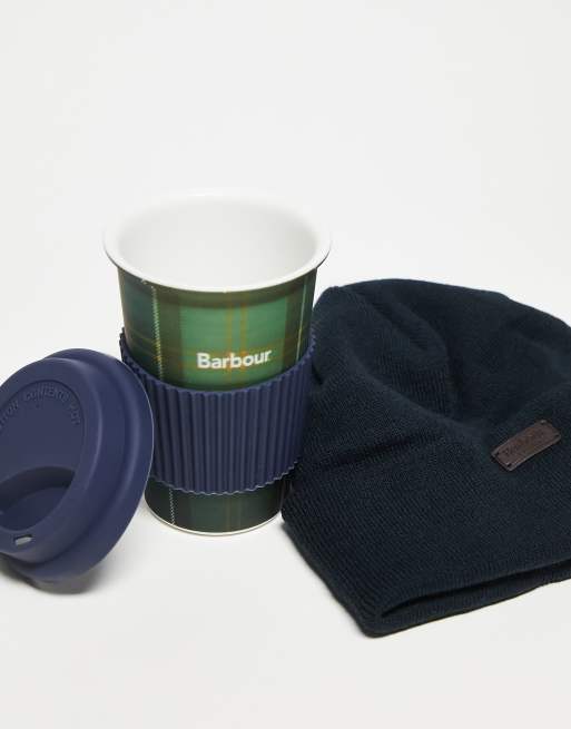 Barbour travel mug gift set in navy and classic tartan | ASOS