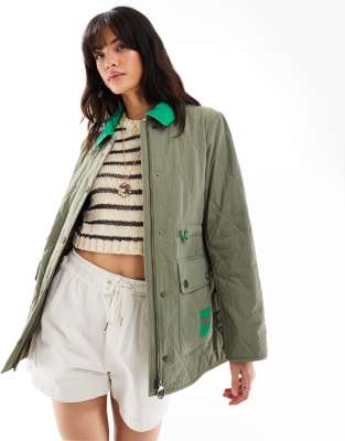 Barbour x ASOS Kaz quilted jacket in dusty olive | ASOS