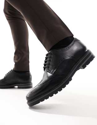 Base London Gibbs Waxy Brogue in Black | ASOS