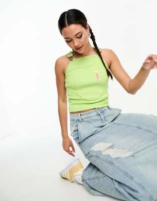 Basic Pleasure Mode dungaree detail tank top in lime green | ASOS