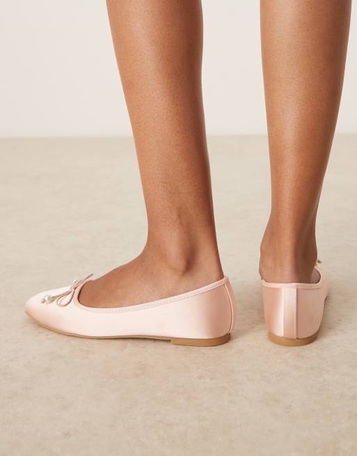 Be Mine Adyra ballet shoes with bow detail in blush | ASOS