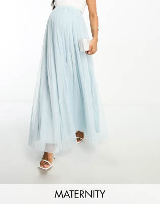 Beauut Maternity - Jupe longue en tulle - Bleu glacé | ASOS