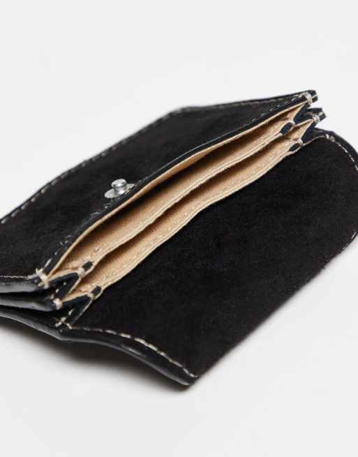 Becksondergaard suede card wallet with popper detail in black | ASOS