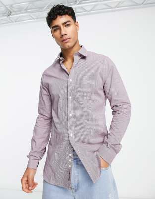 Ben Sherman check shirt in dark red | ASOS