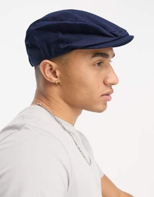 Ben Sherman cotton flat cap in navy | ASOS