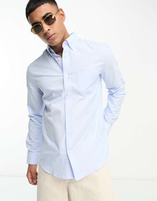 Ben Sherman Long Sleeve Oxford Shirt In Light Blue Asos