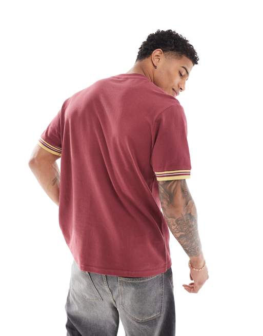 Ben Sherman pique ringer tee in maroon | ASOS