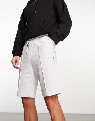 Ben Sherman pique short with pinktuck seam in light grey | ASOS