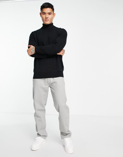 Ben Sherman roll neck jumper in black | ASOS