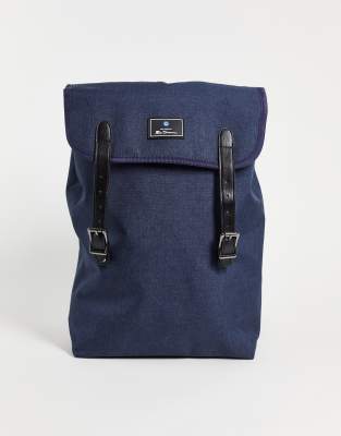 Ben Sherman top handle flap backpack in navy | ASOS