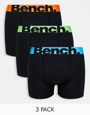Bench 3 pack boxers with contrast logo waist in black | ASOS