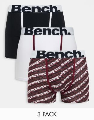 Bench 3 pack oversized logo boxers in red and black and burgundy | ASOS
