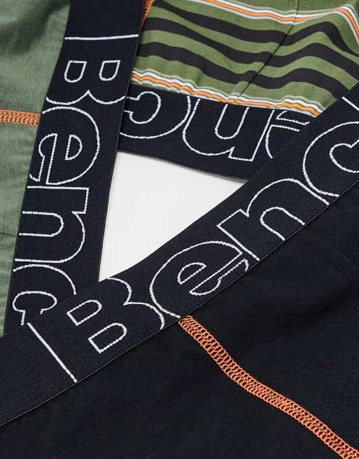 Bench 3 pack oversized logo boxers with jaquard waistband in khaki and ...