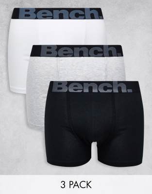 Bench – 3er-Pack Boxershorts in Kalkgrau, Weiß und Schwarz mit Logobund ...