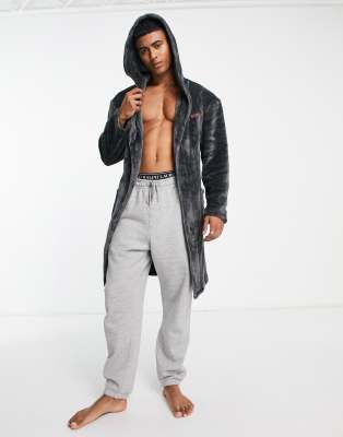 Bench fleece hooded robe in grey | ASOS
