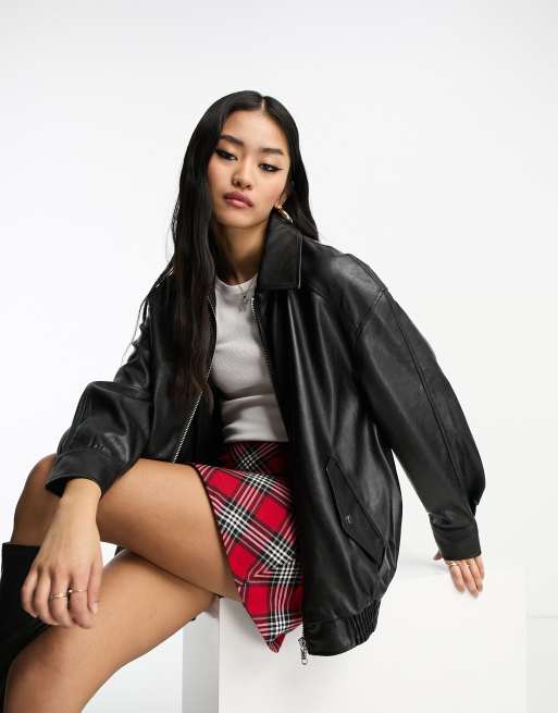 Bershka - Bomber oversize en similicuir - Noir | ASOS