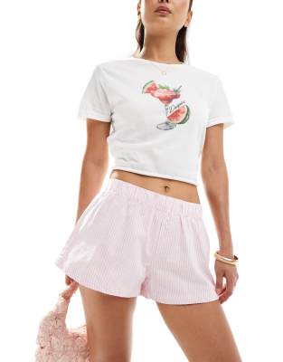 Bershka boxy boy shorts in pink & white stripe | ASOS
