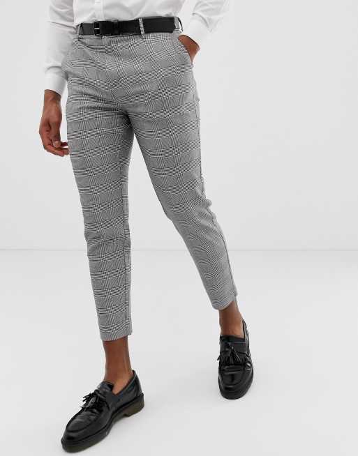 Bershka Check pants in grey with cropped leg | ASOS