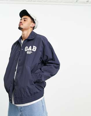 Bershka OAB bomber jacket in washed blue | ASOS