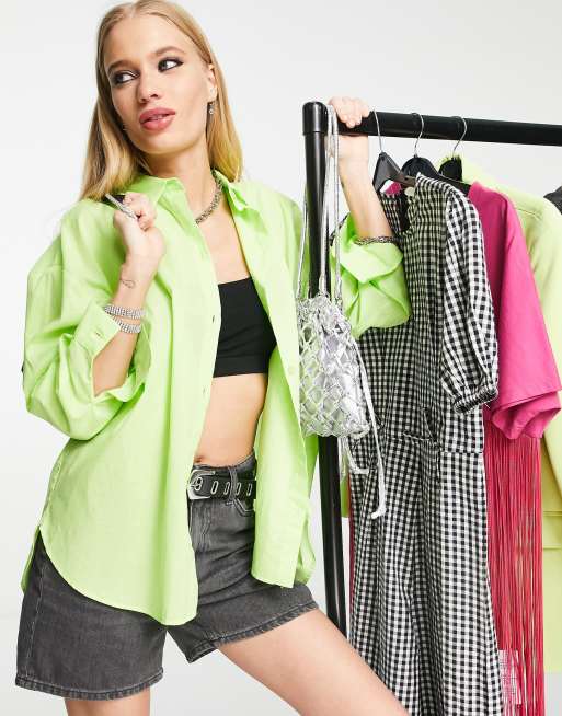 Bershka Oversize Hemd In Limettengrün Asos