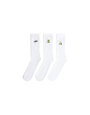 Bershka Pack of 3 pairs of embroidered socks in white | ASOS