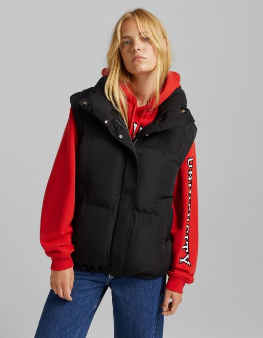 Bershka padded gilet vest in black | ASOS