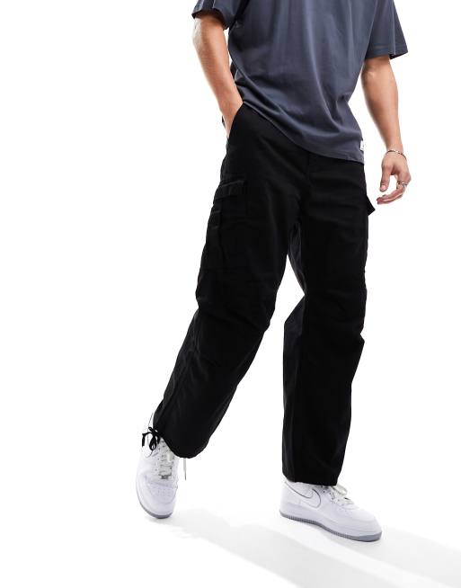 Bershka Parachute Cargo Pants In Black Asos