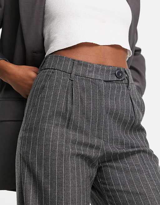 Bershka pinstripe maxi wide leg pant in gray | ASOS Bershka pinstripe maxi wide leg pant in gray | ASOS