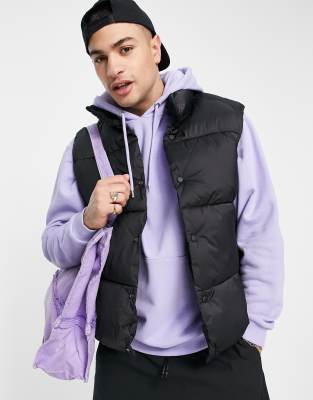 Bershka puffer gilet in Black | ASOS