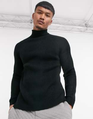 Bershka - Pull col roulé côtelé - Noir | ASOS