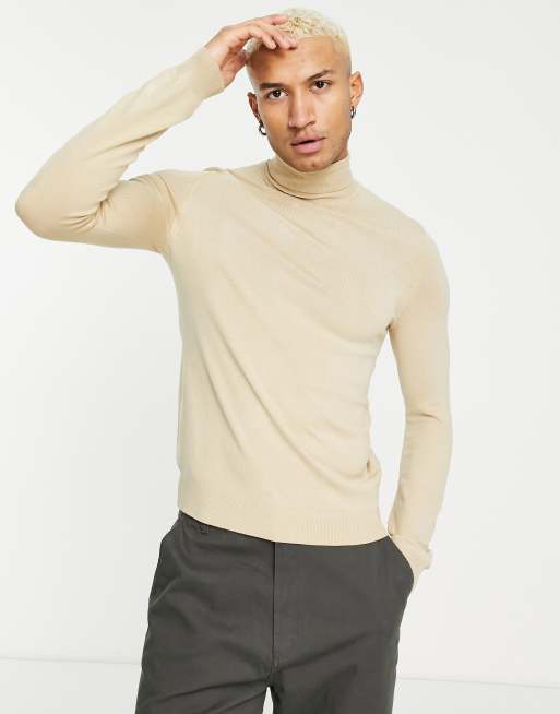 Bershka roll neck in beige | ASOS