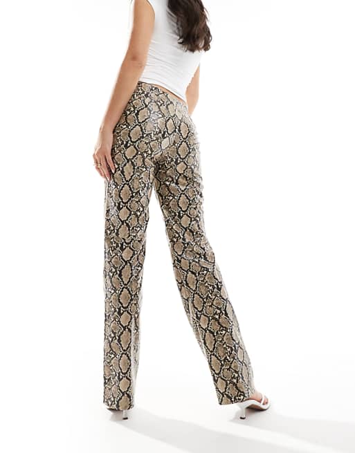 Bershka straight leg faux leather pants in snake print | ASOS Bershka straight leg faux leather pants in snake print | ASOS
