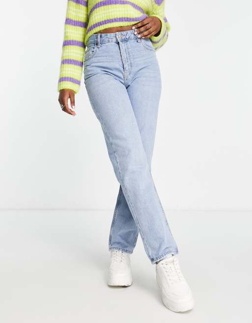 Bershka straight leg jeans in light blue | ASOS