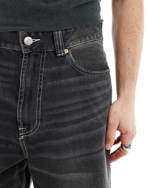 Bershka super baggy washed jeans in black | ASOS Bershka super baggy washed jeans in black | ASOS