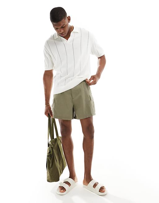 Bershka textured knit polo shirt in white | ASOS Bershka textured knit polo shirt in white | ASOS