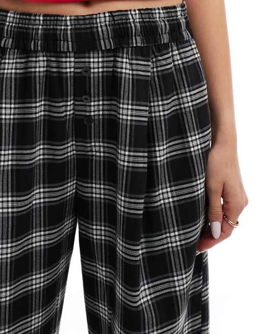 plaid trousers bershka checkered pants Bershka straight leg trousers in ...